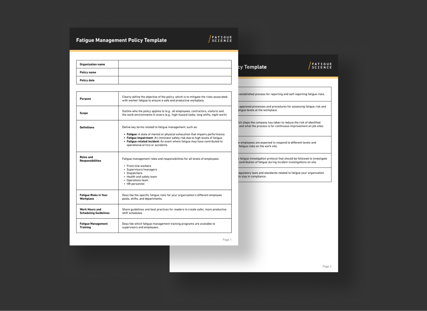 Fatigue Science | Fatigue Management Policy Template